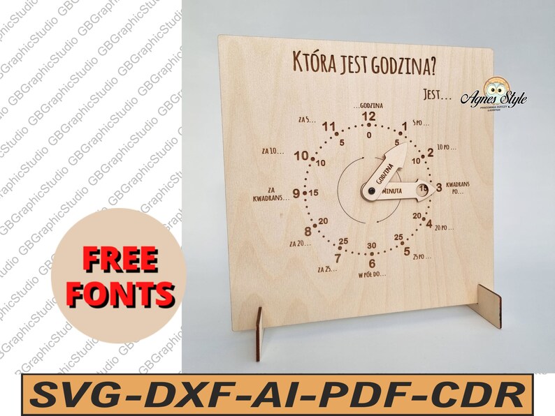 Montessori Learning Clock SVG DXF: Kids Time Teaching (digital Download ...