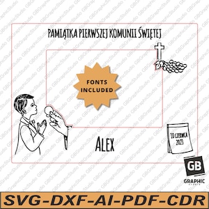 First Holy Communion Souvenir Photo Frame Girl and Boy Svg Dxf. - Etsy