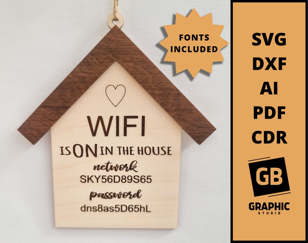 Wooden Wifi Sign Password Connection on the House Svg Dxf. - Etsy