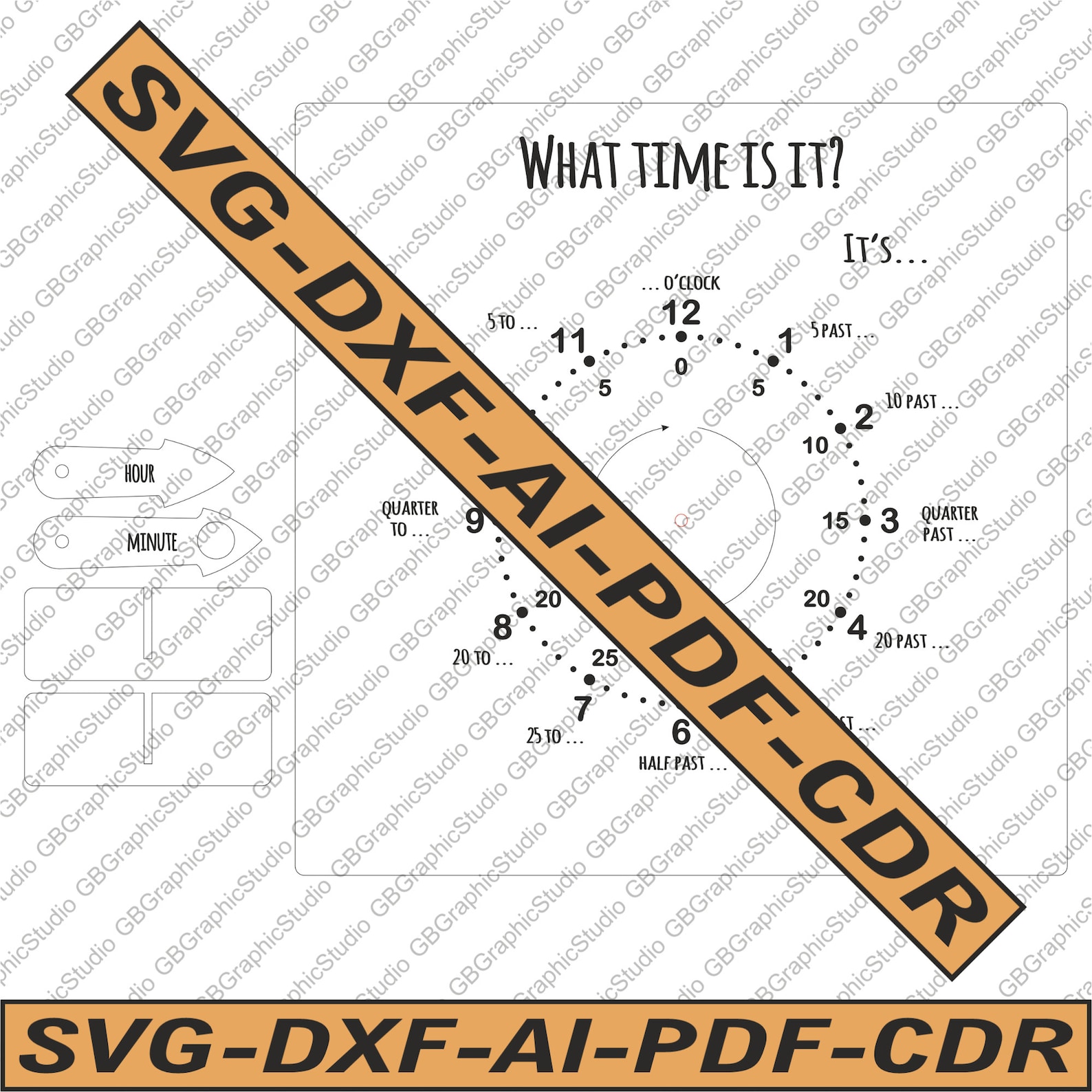 Montessori Learning Clock Dxf Svg, Learning Time Clock Svg Dxf, Tell ...