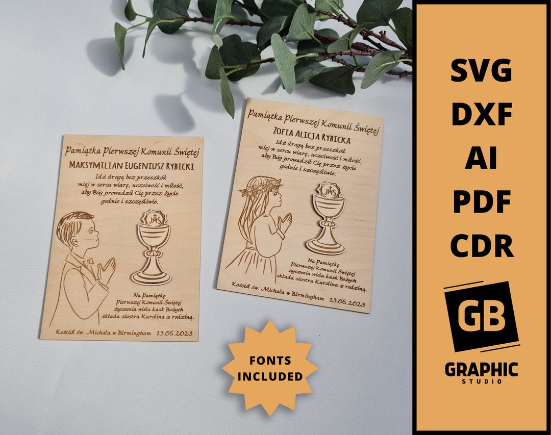 First Holy Communion Souvenir for a Girl and a Boy Svg Dxf. - Etsy