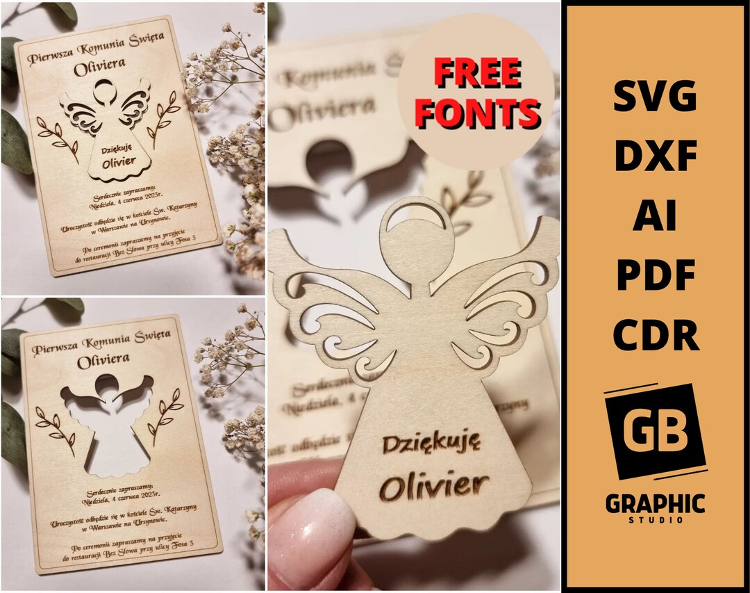 First Holy Communion Invitations and Thanks Svg Dxf Pdf, Two in One ...