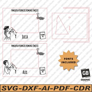 First Holy Communion Souvenir Photo Frame Girl and Boy Svg Dxf. - Etsy