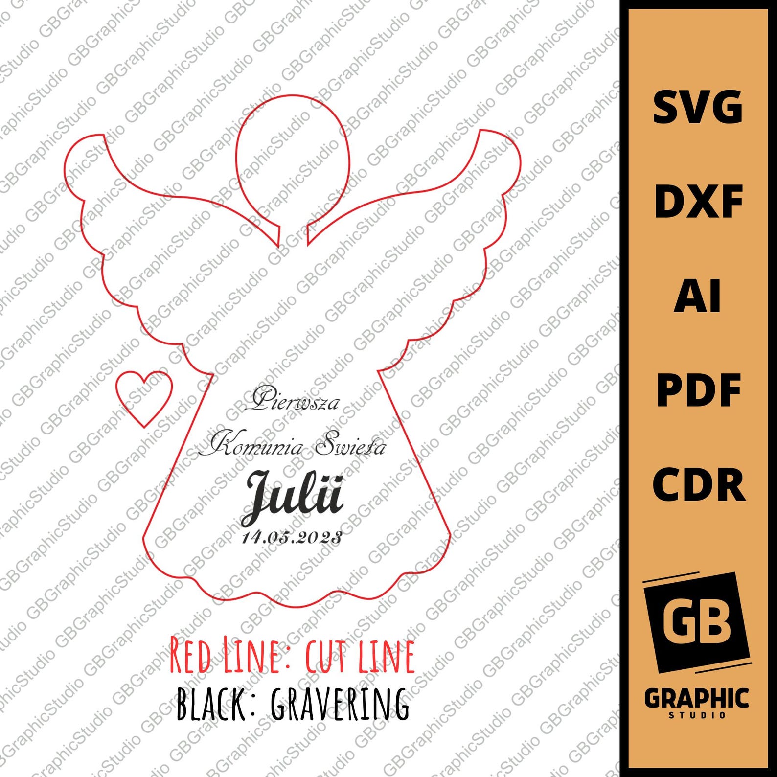 Angel Thanks to First Holy Communion the Guests Souvenir Dxf Svg Laser ...