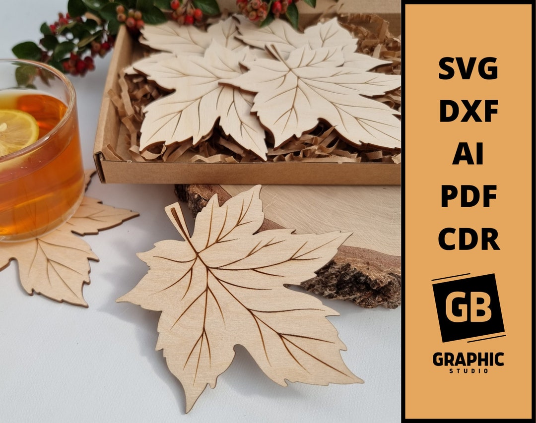 Maple Autumn Fall Leaf Leaves Coaster Svg Dxf. - Etsy