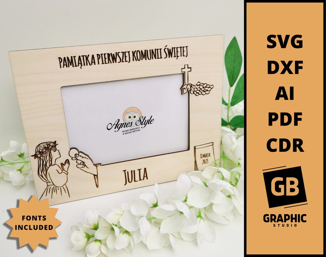 First Holy Communion Souvenir Photo Frame Girl and Boy Svg Dxf. - Etsy