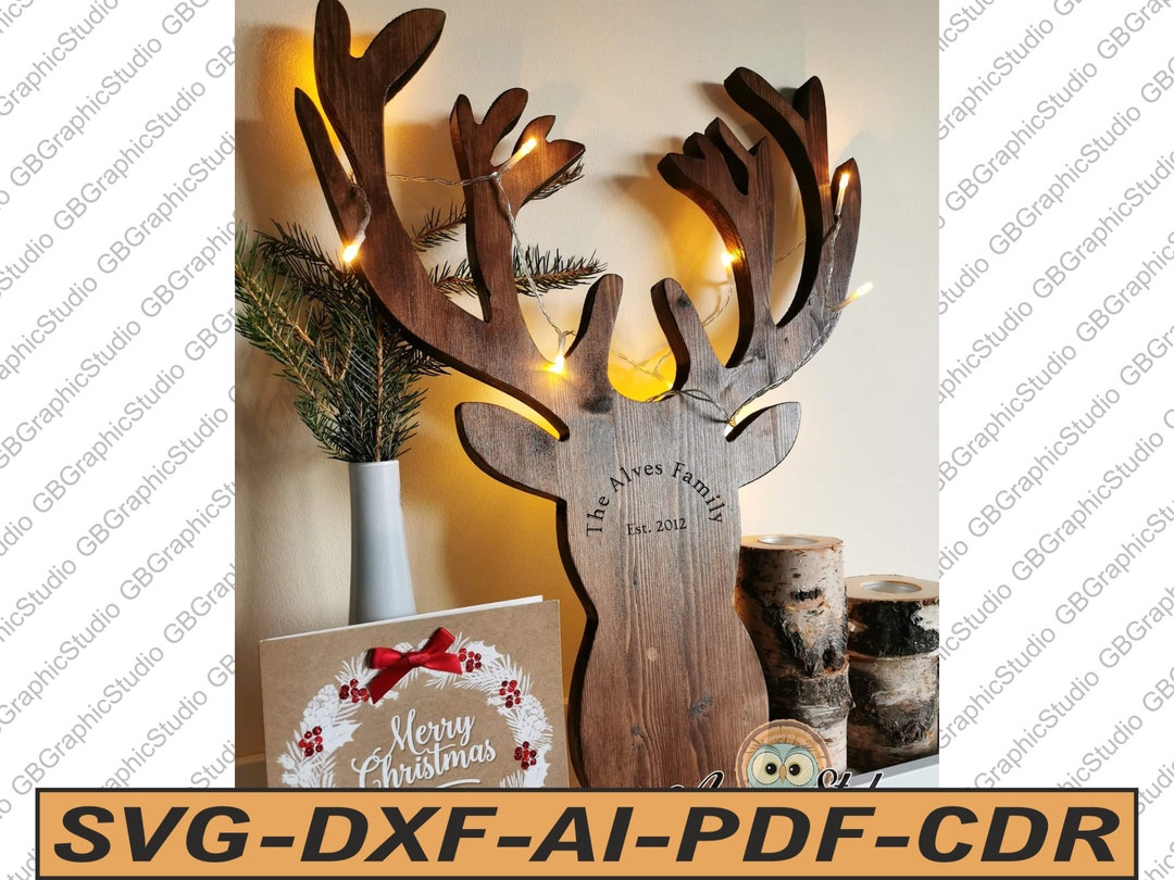 Deer Head Shape, Reindeer Svg, Reindeer Ornament, Reindeer Png ...