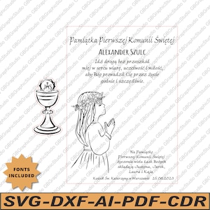 First Holy Communion Souvenir for a Girl and a Boy Svg Dxf. - Etsy