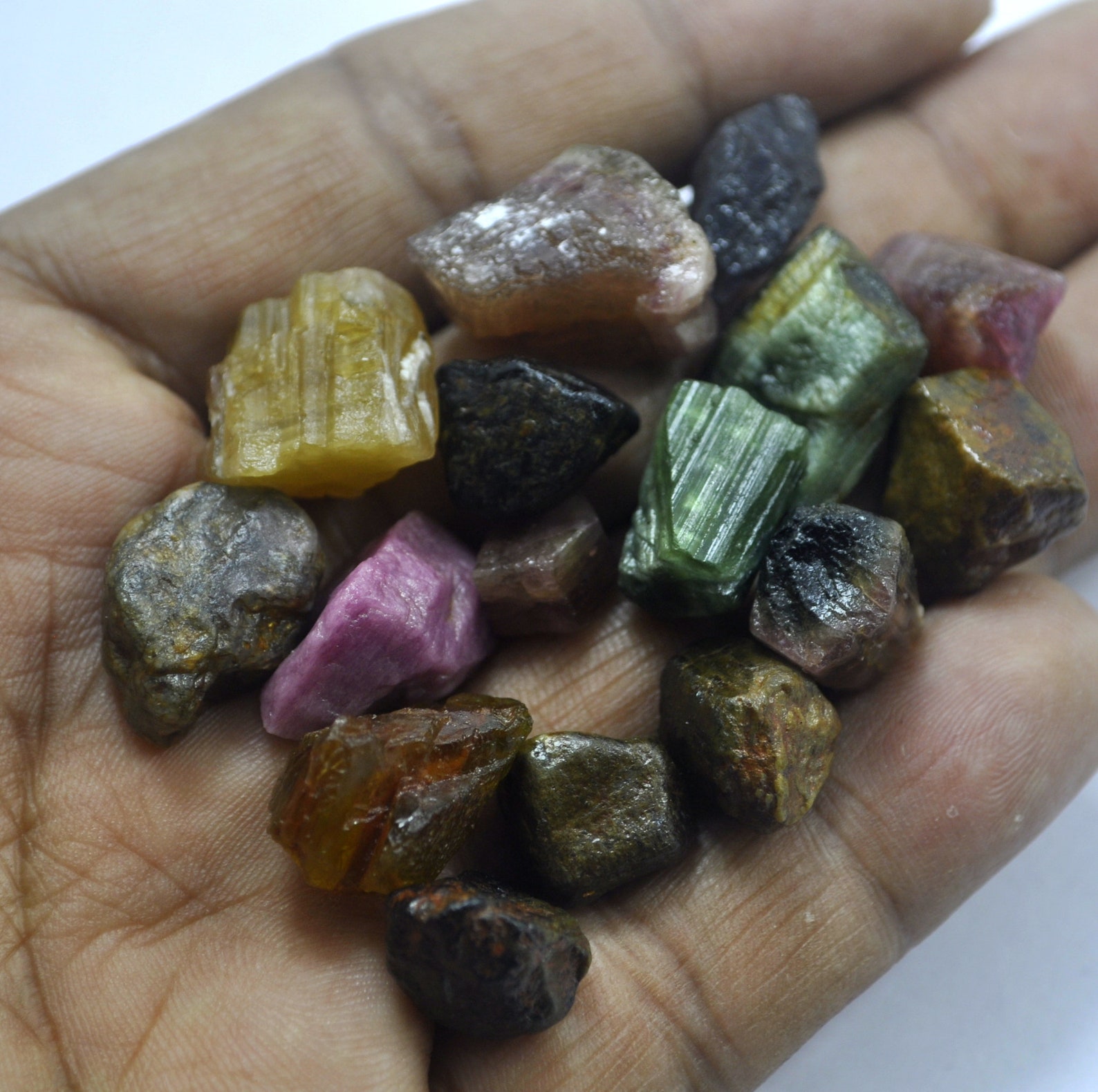 16 Piece Natural Multi Color Tourmaline Rough Wholesale Lot Etsy