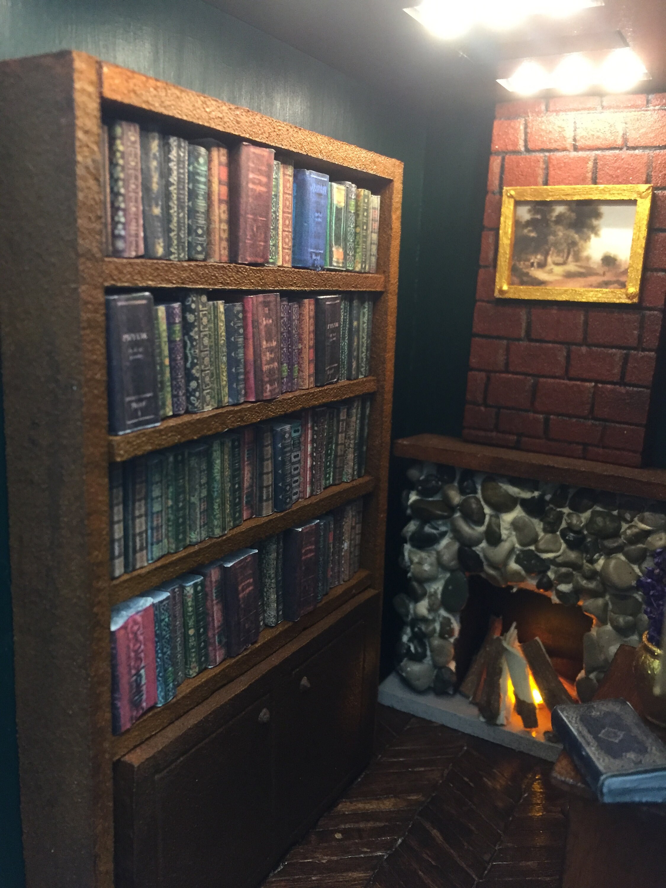 Cozy Room Book Nook,study Room Book Nook, Fıreplace Book Nook,shelf ...