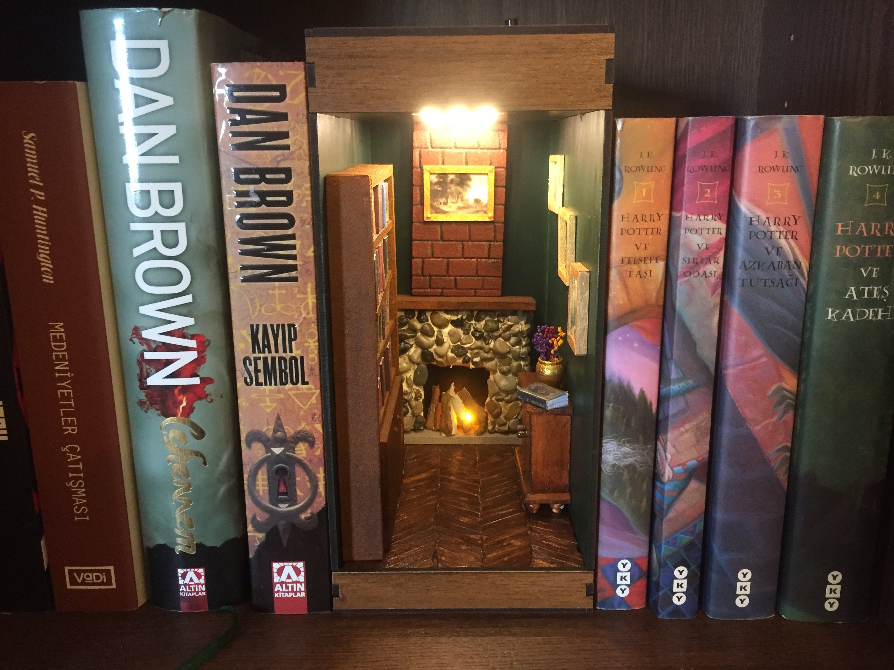 Cozy Room Book Nook,study Room Book Nook, Fıreplace Book Nook,shelf ...