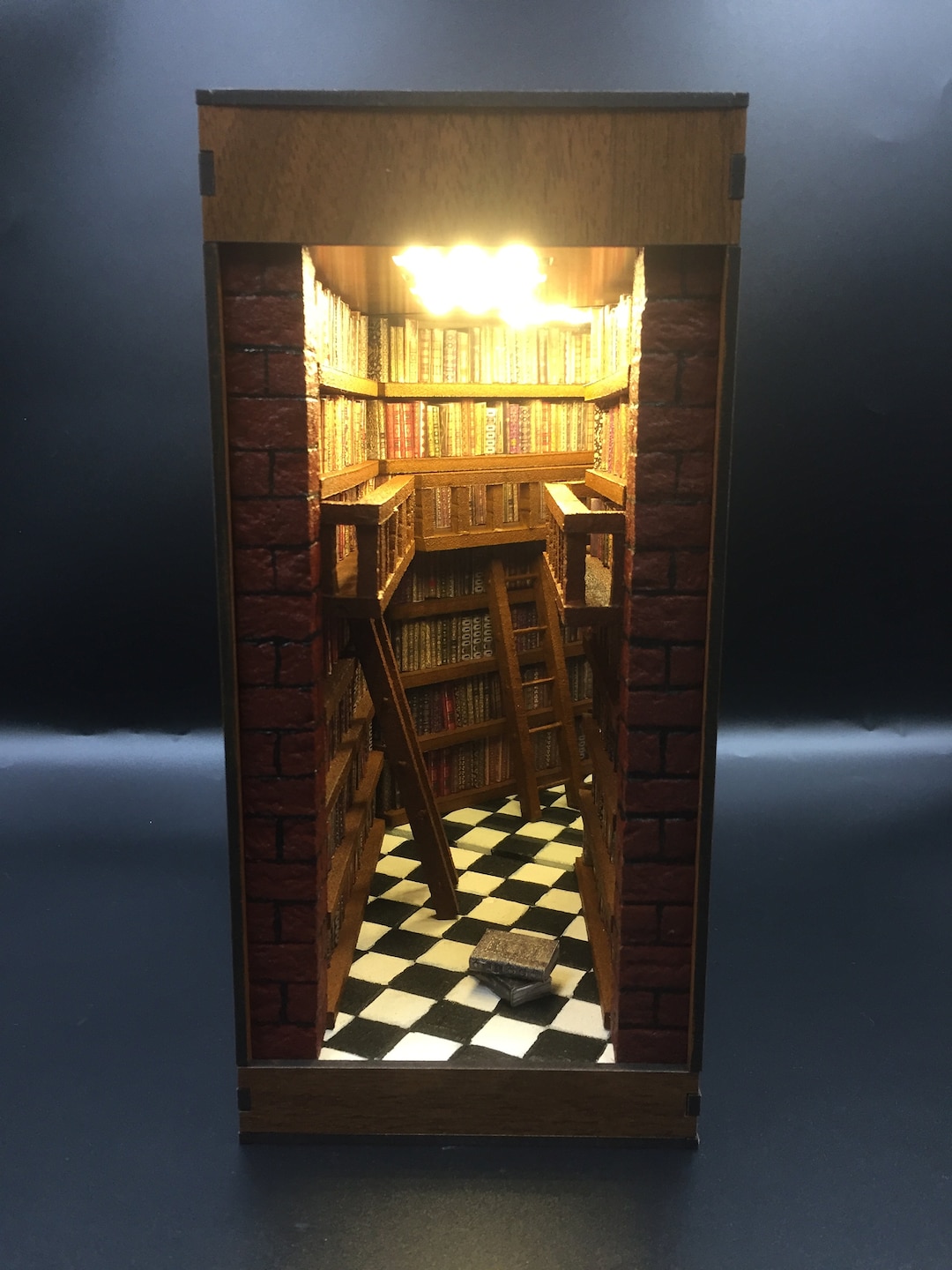 Library Book Nook, Library Shelf Insert, Miniature Library, Library ...