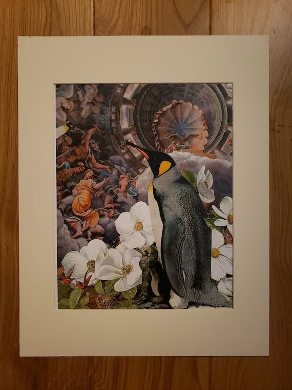 Holy Penguin Print A4 Mounted Print - Etsy