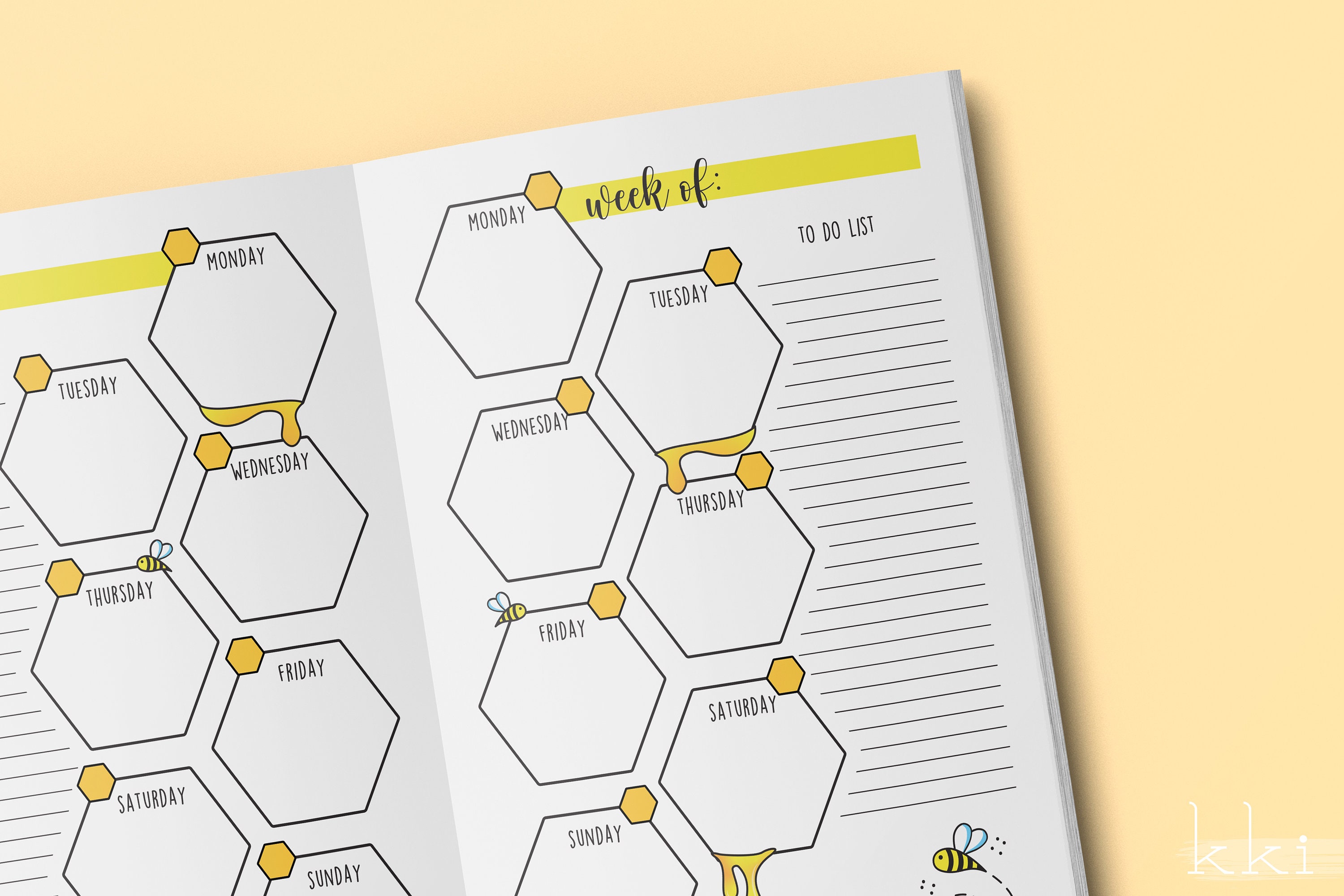 Bumble Bee Weekly Planner Sheets Printable Pages Bullet Journal Insert ...
