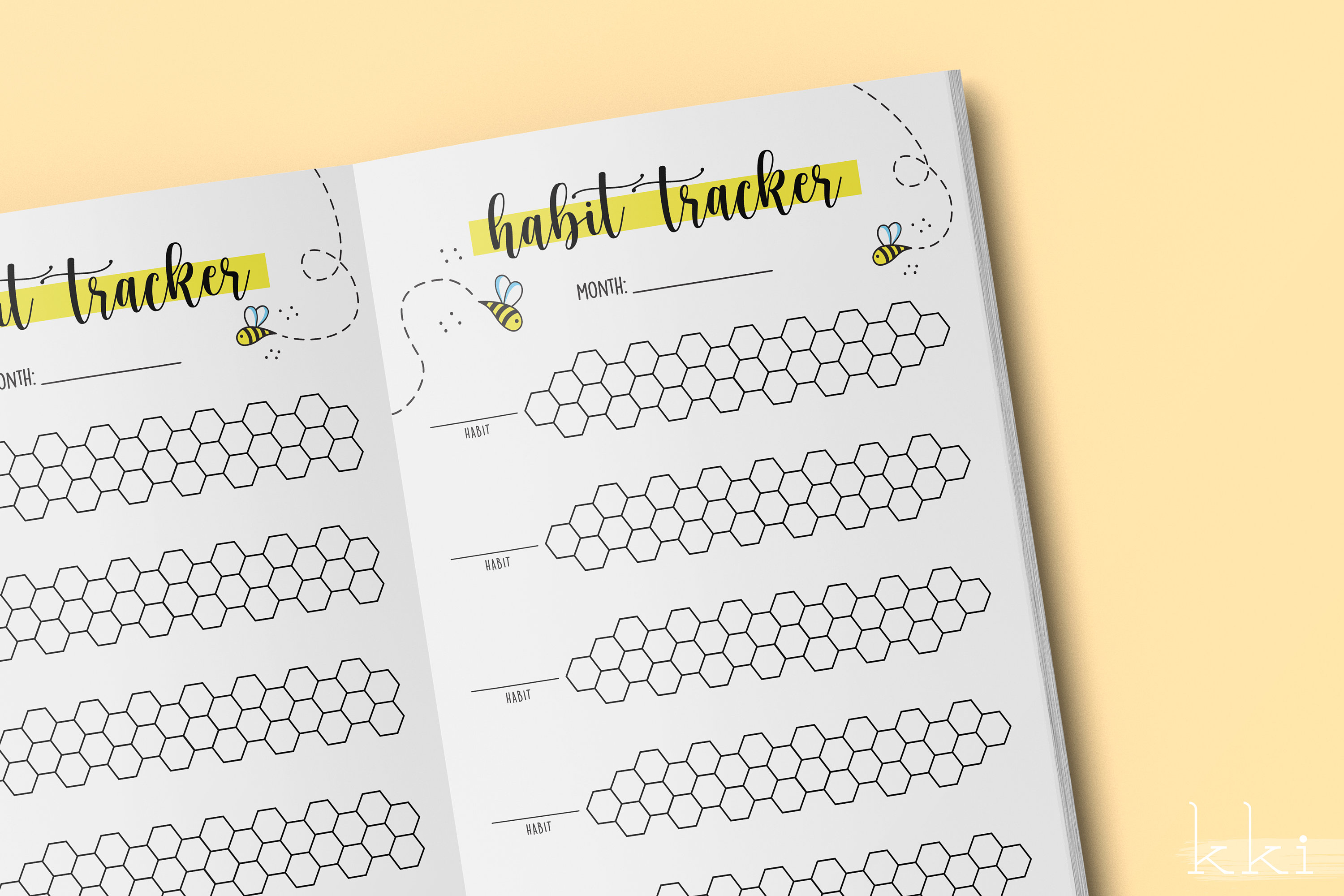 Bumble Bee Habit Tracker Sheets Printable Pages Bullet - Etsy