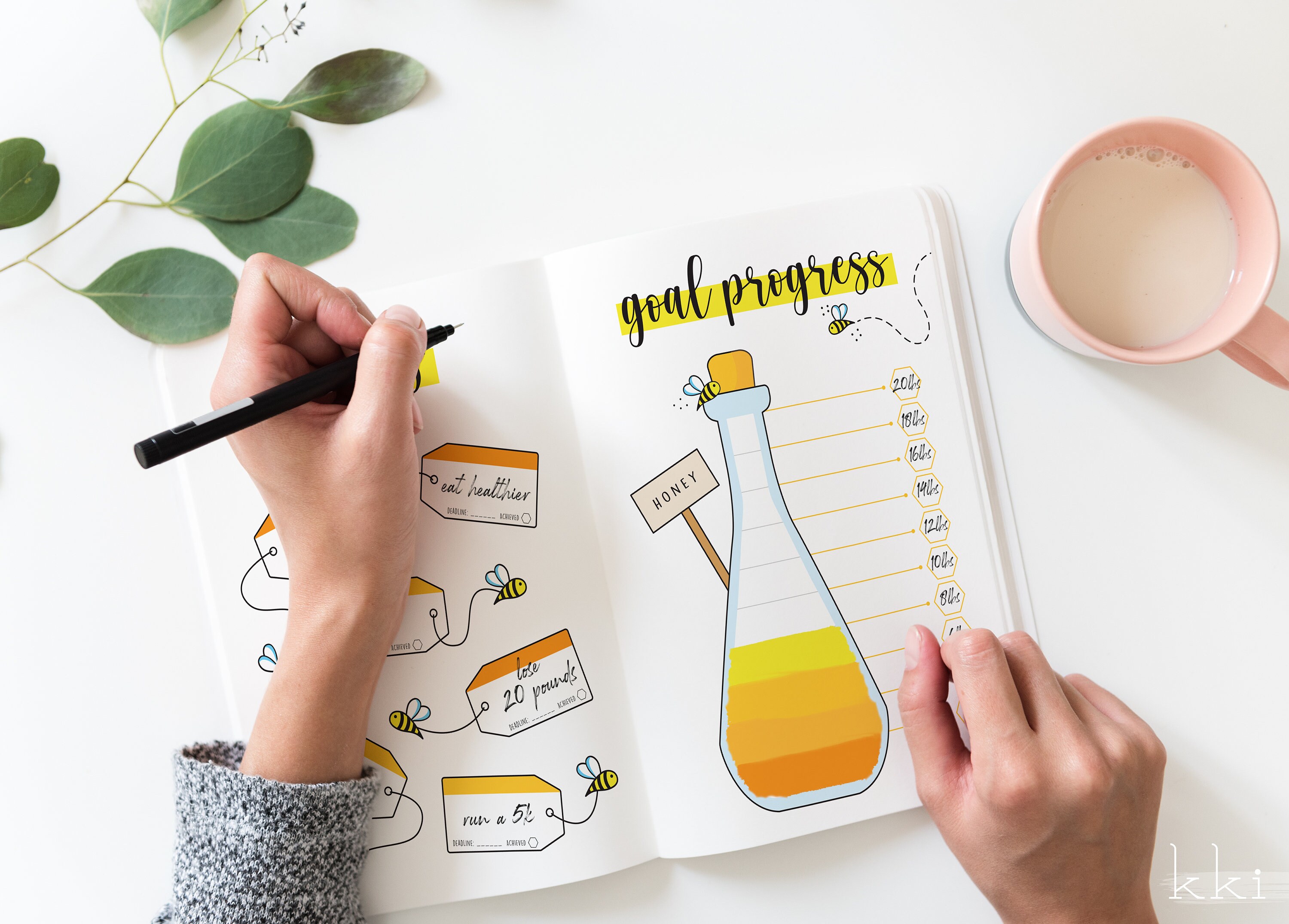 Bumble Bee Goal Planner Sheets | Printable Pages | Bullet Journal ...