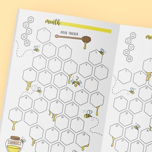 Bumble Bee Mood Tracker Sheets | Printable Pages | Bullet Journal ...