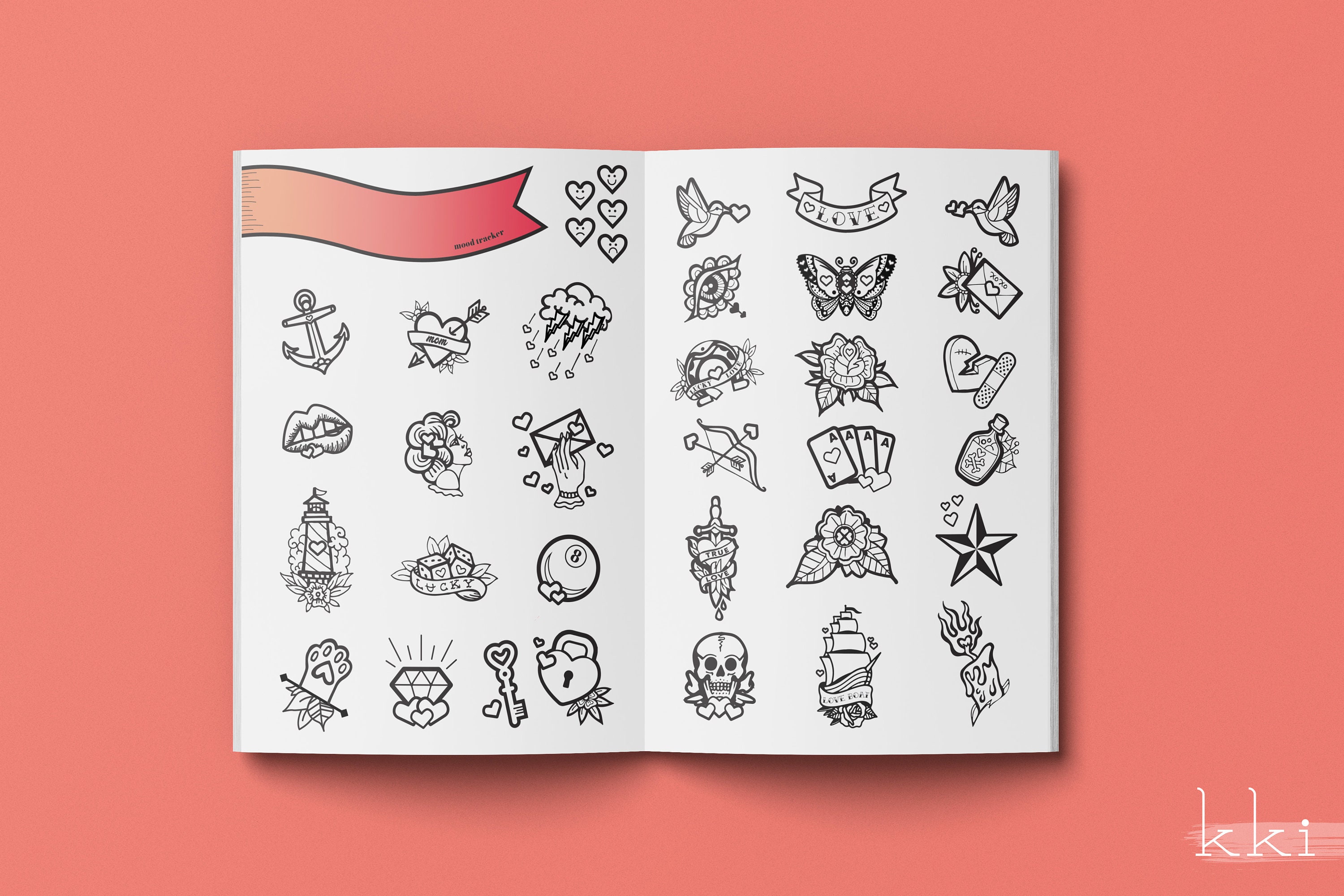 Tattoo Hearts Bullet Journal Printable Planner Pages Multi-month ...