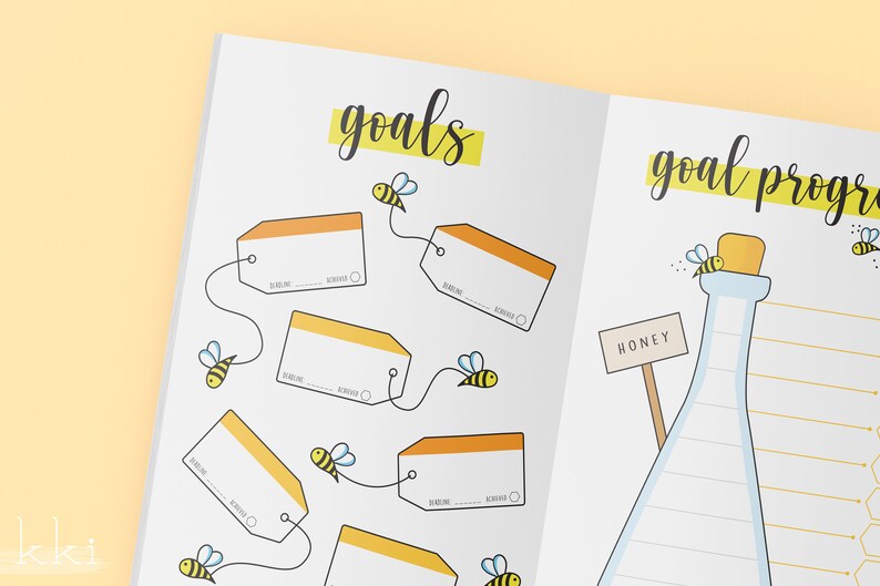 Bumble Bee Goal Planner Sheets | Printable Pages | Bullet Journal ...