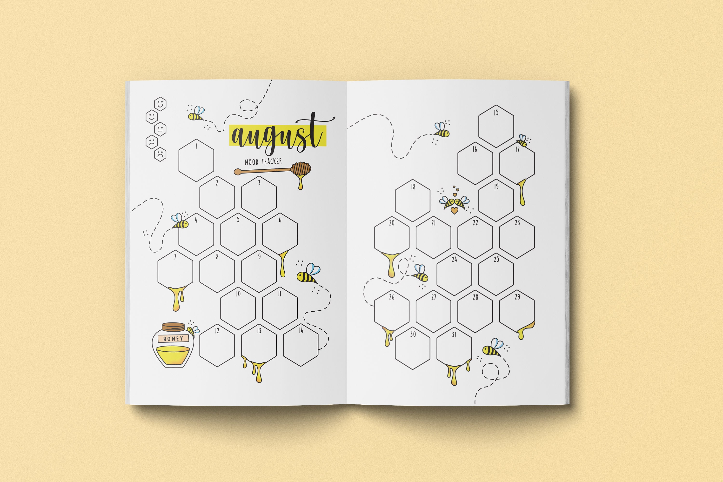 Bumble Bee Bullet Journal Printable Pages August 2021 | Etsy
