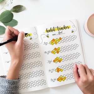 Bumble Bee Habit Tracker Sheets | Printable Pages | Bullet Journal ...