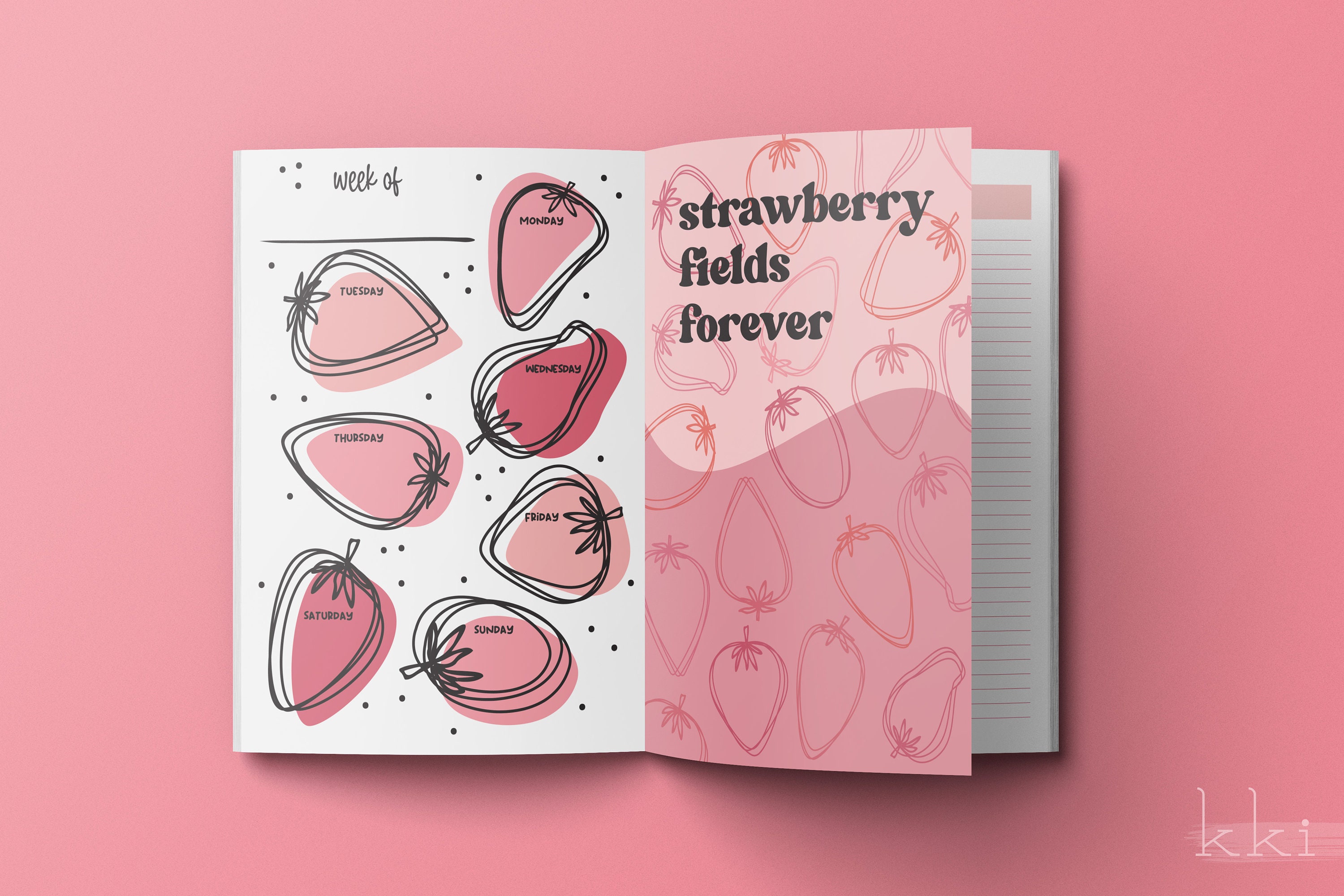 Strawberry Bullet Journal Printable Planner Pages Multi-month Instant ...