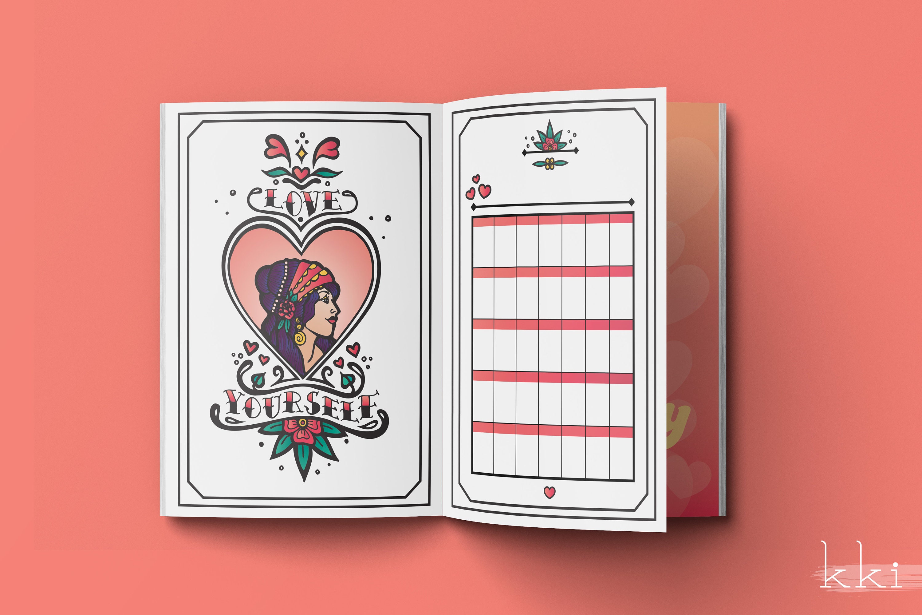 Tattoo Hearts Bullet Journal Printable Planner Pages Multi-month ...