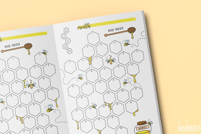Bumble Bee Mood Tracker Sheets | Printable Pages | Bullet Journal ...