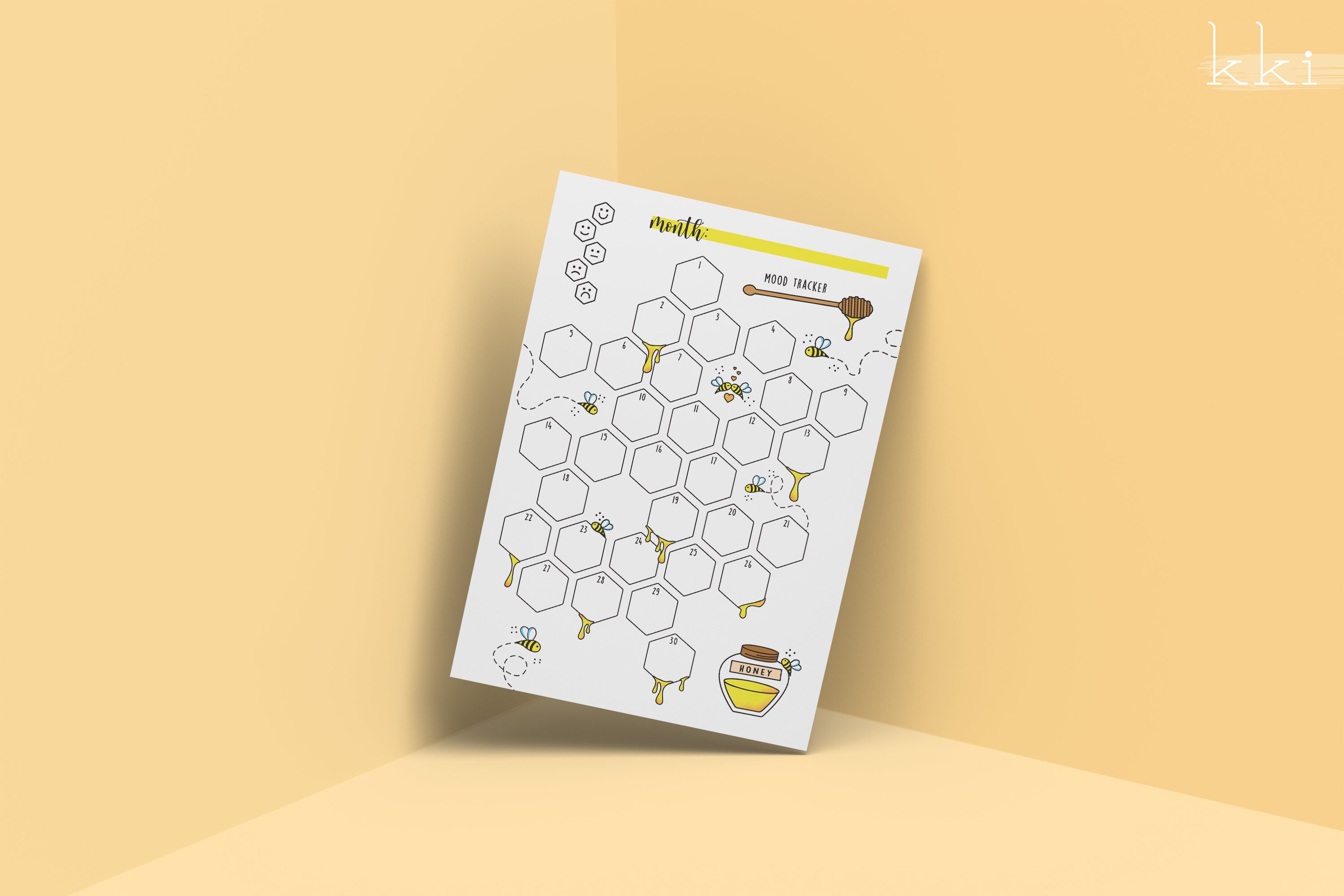 Bumble Bee Mood Tracker Sheets | Printable Pages | Bullet Journal ...