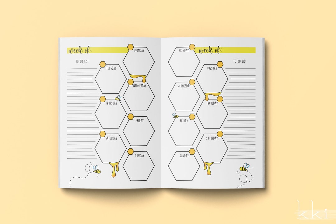 Bumble Bee Weekly Planner Sheets | Printable Pages | Bullet Journal ...