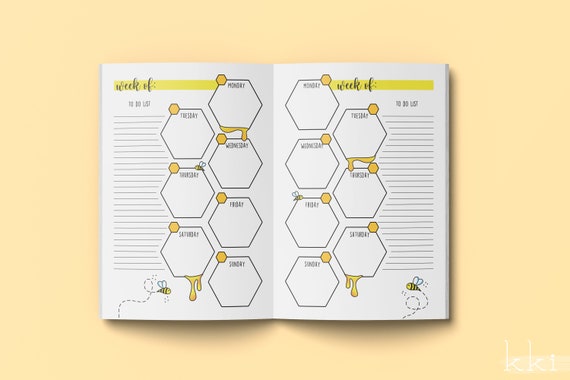 Bumble Bee Weekly Planner Sheets Printable Pages Bullet - Etsy
