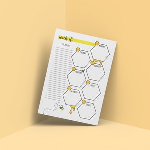 Bumble Bee Weekly Planner Sheets | Printable Pages | Bullet Journal ...
