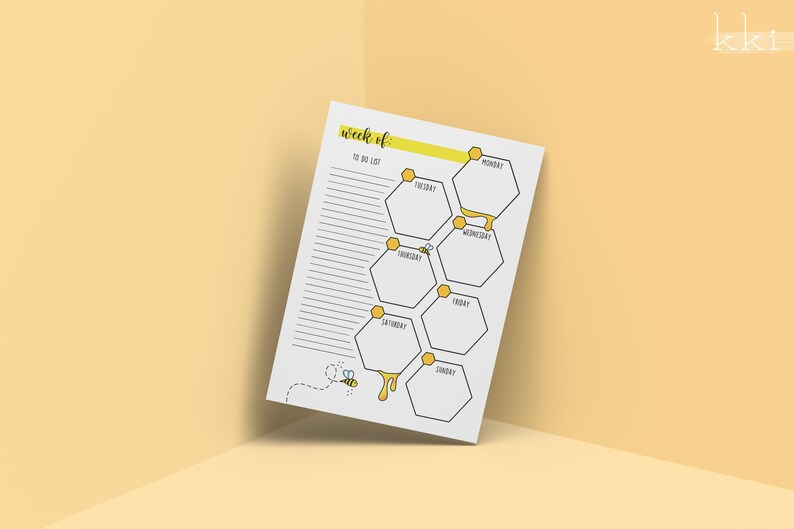 Bumble Bee Weekly Planner Sheets | Printable Pages | Bullet Journal ...