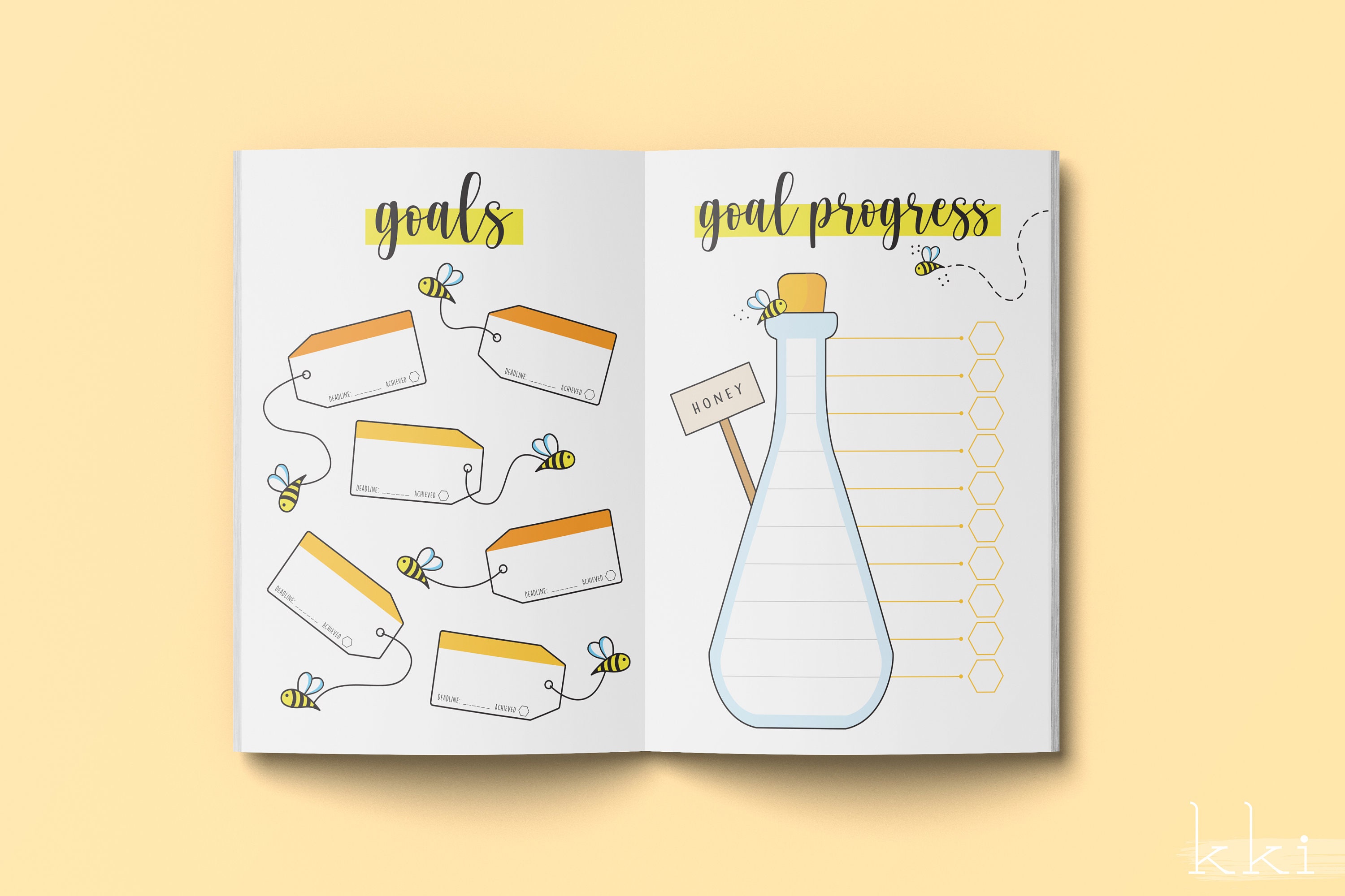 Bumble Bee Goal Planner Sheets | Printable Pages | Bullet Journal ...