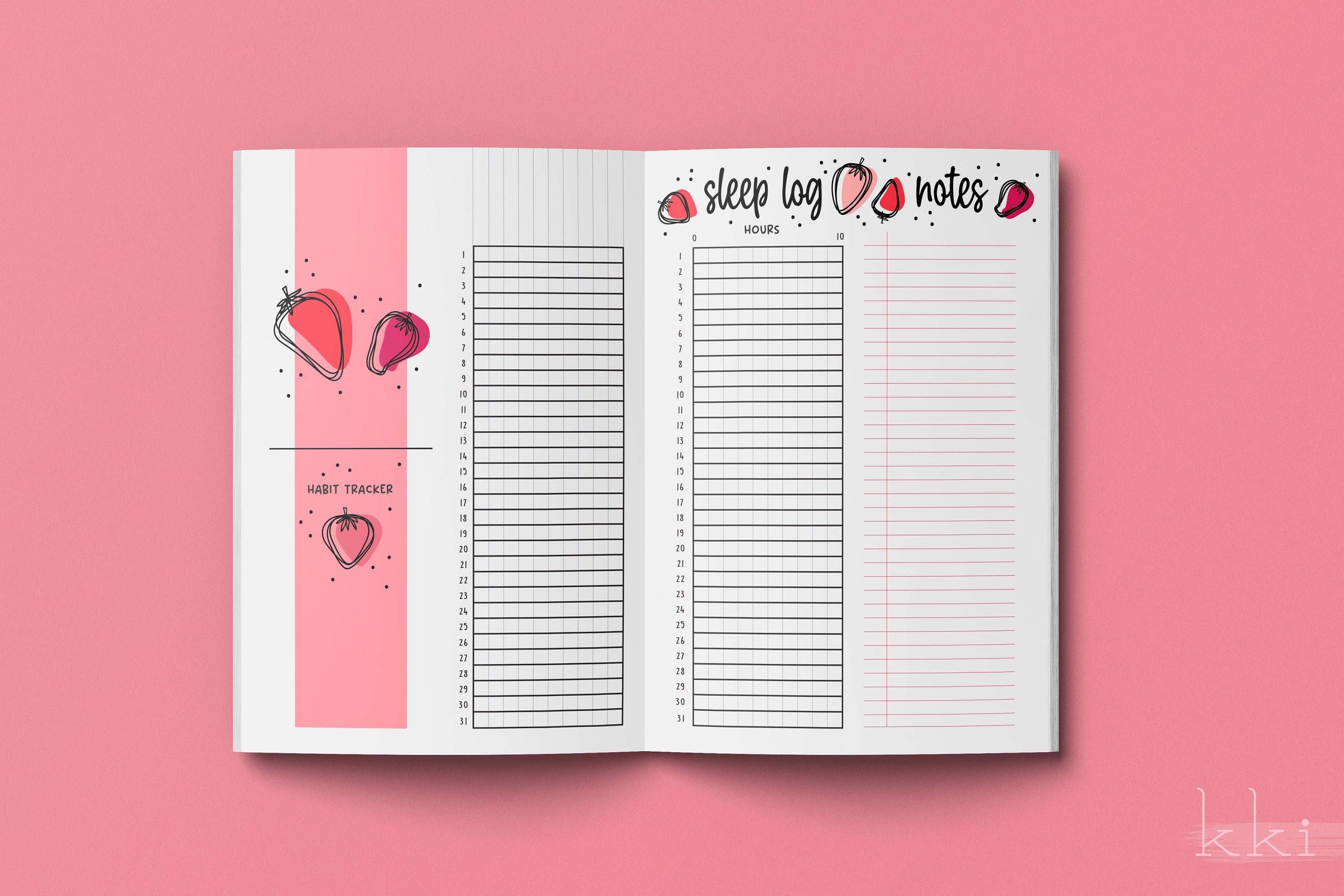 Strawberry Bullet Journal Printable Planner Pages Multi-month Instant ...