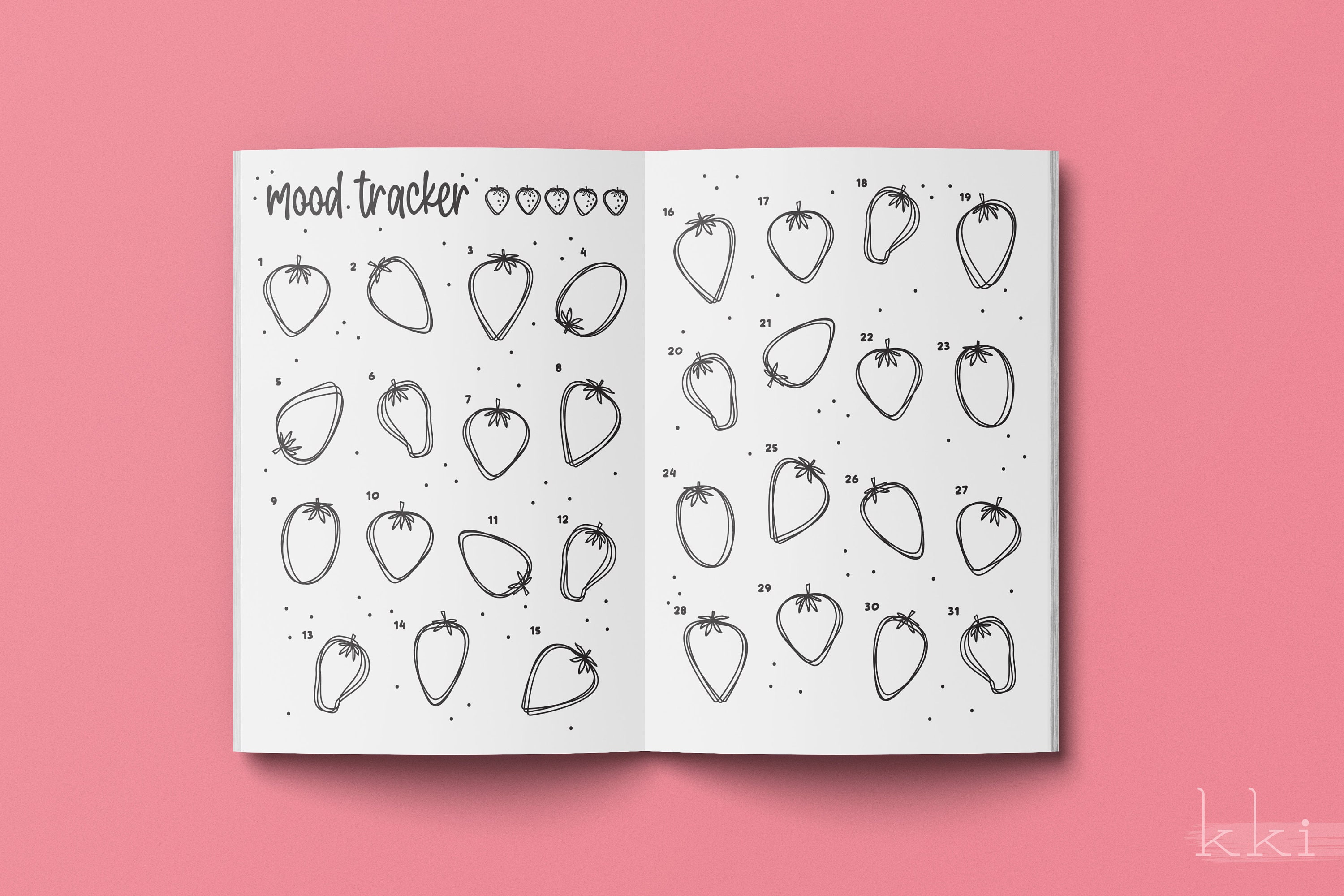 Strawberry Bullet Journal Printable Planner Pages Multi-month Instant ...