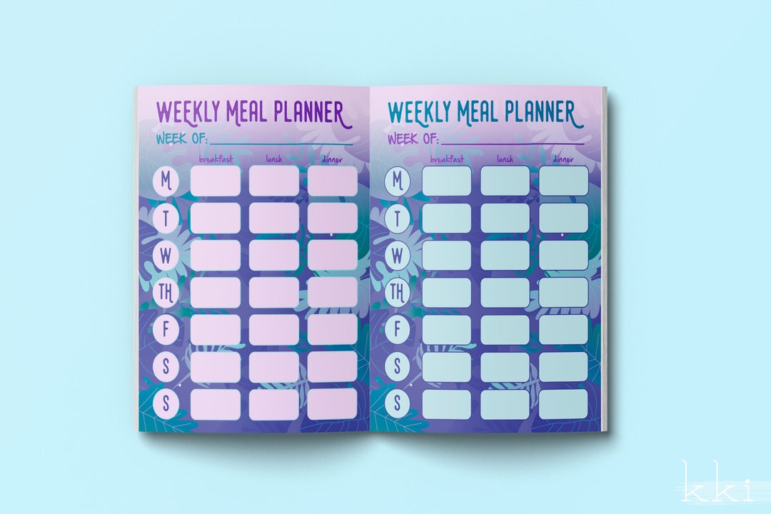 Two Tropical Meal Planning Sheets Printable Pages Bullet Journal Insert ...