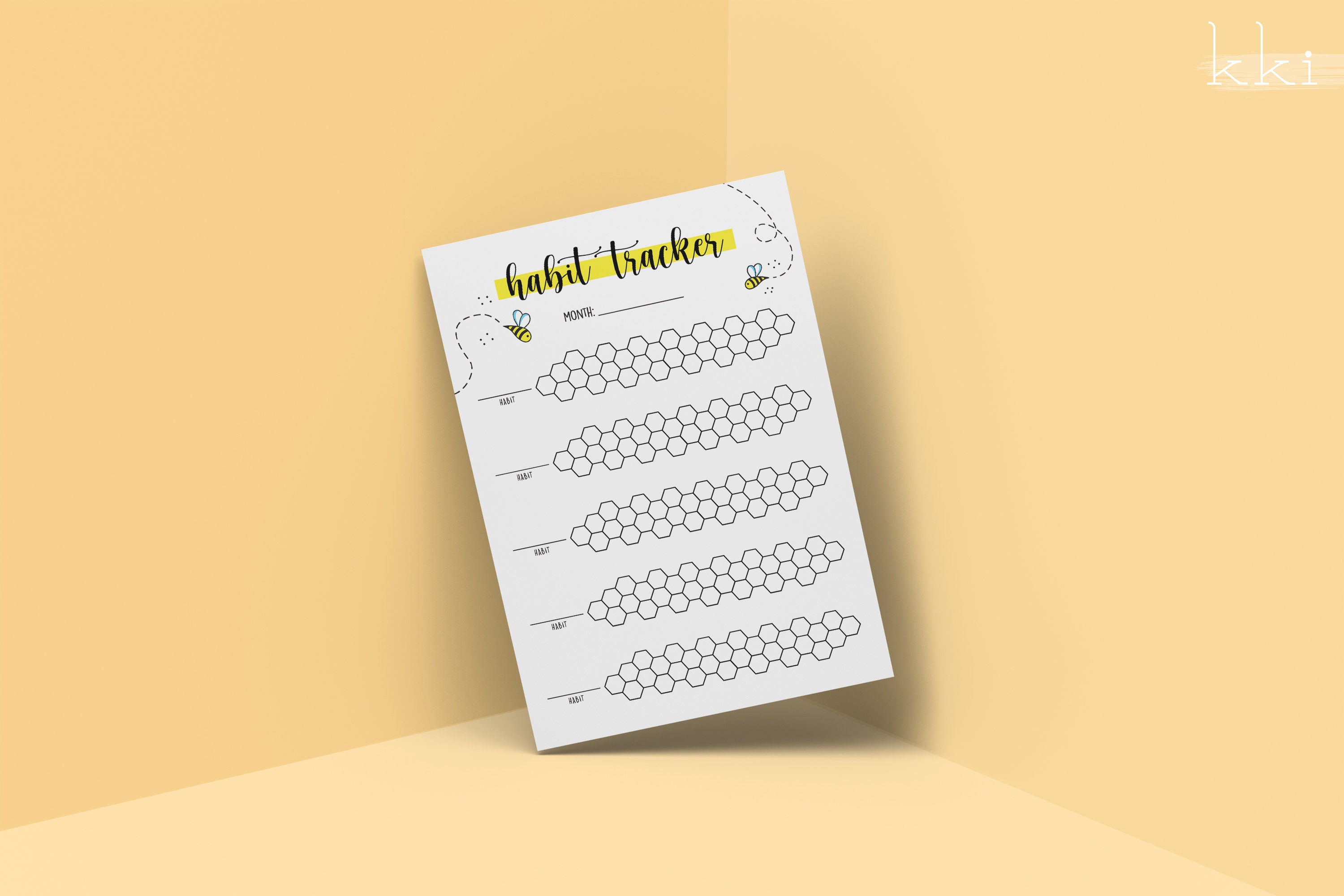 Bumble Bee Habit Tracker Sheets Printable Pages Bullet - Etsy