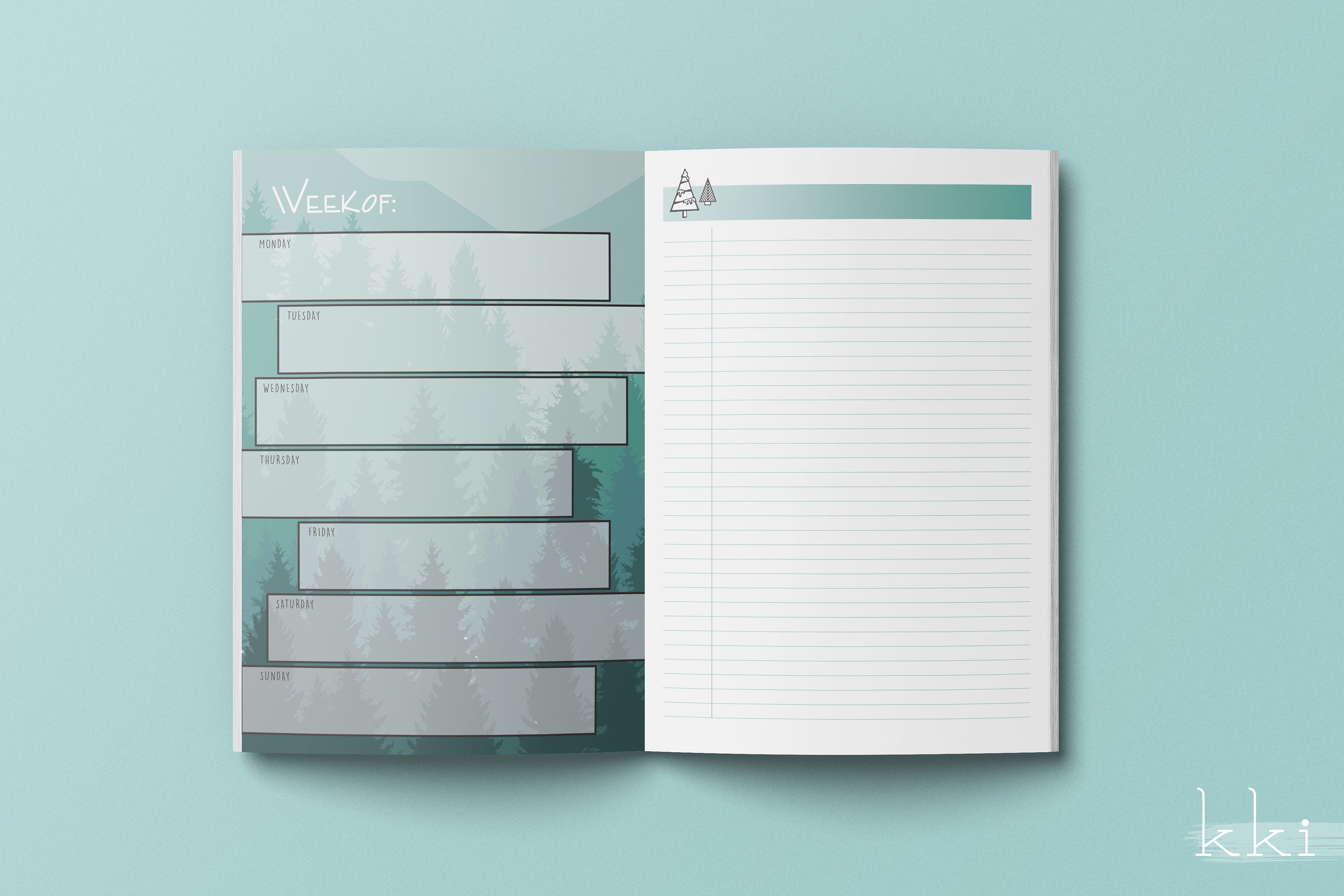 Mountain Trees Bullet Journal Printable Planner Pages Multi-month ...