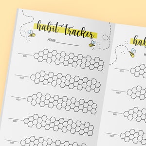 Bumble Bee Habit Tracker Sheets | Printable Pages | Bullet Journal ...