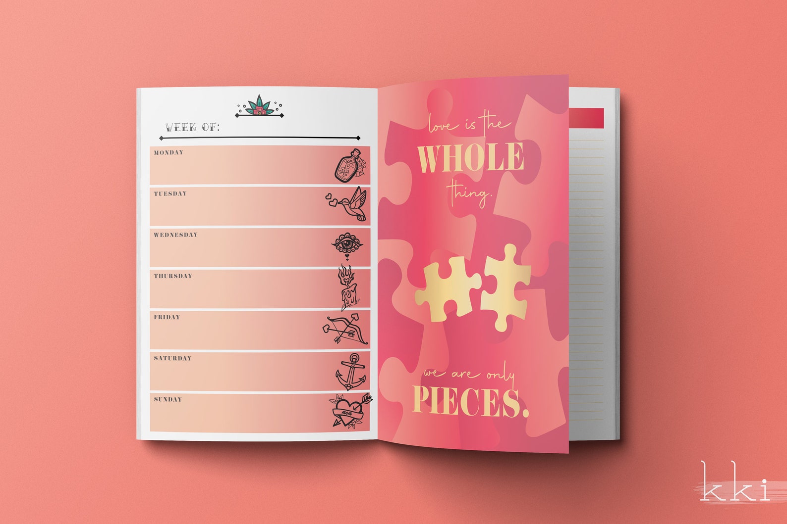 Tattoo Hearts Bullet Journal | Printable Planner Pages | Multi-month ...