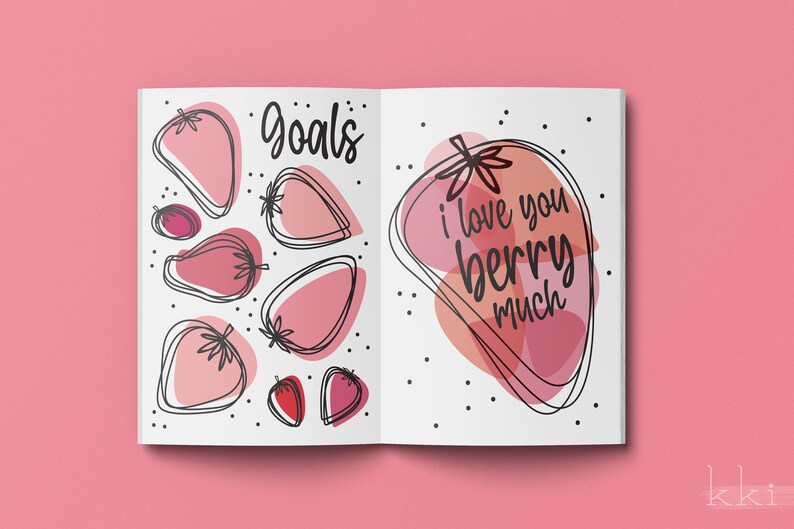 Strawberry Bullet Journal Printable Planner Pages August - Etsy