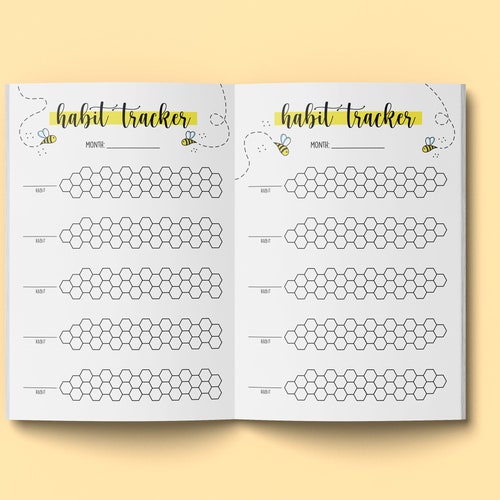 Bumble Bee Habit Tracker Sheets Printable Pages Bullet - Etsy