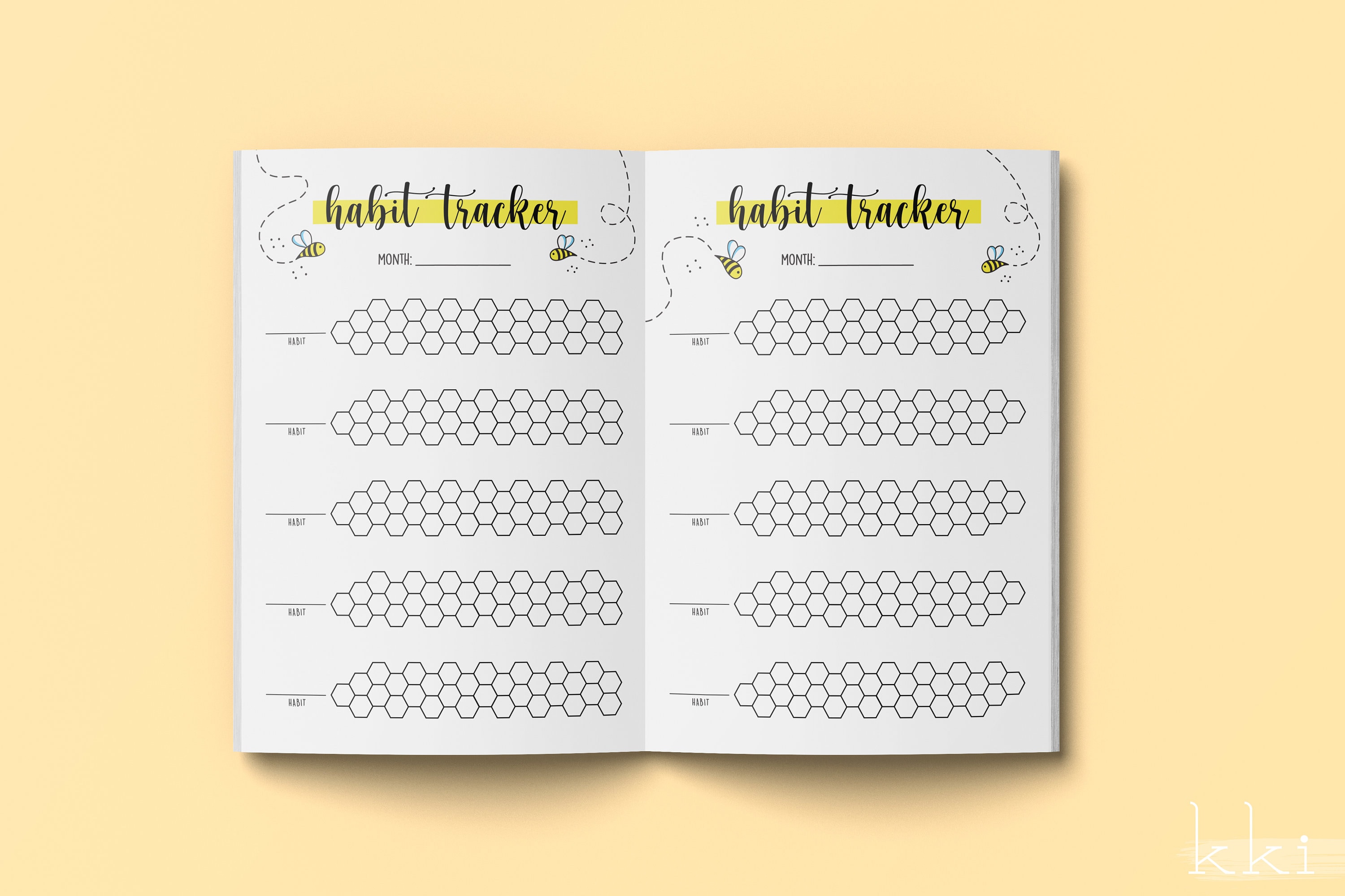 Bumble Bee Habit Tracker Sheets Printable Pages Bullet - Etsy