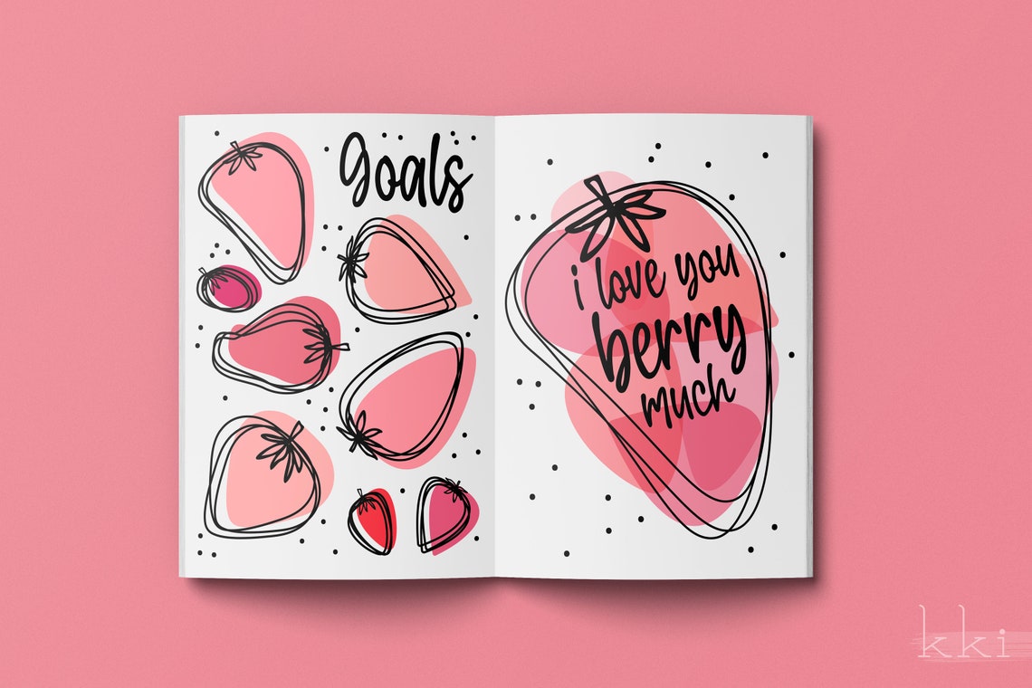 Strawberry Bullet Journal Printable Planner Pages Multi-month Instant ...