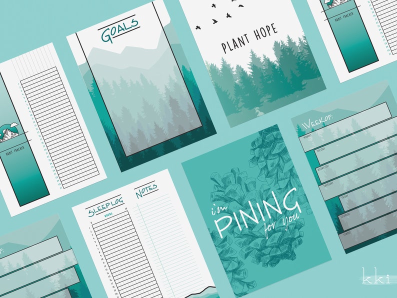 Mountain Trees Bullet Journal | Printable Planner Pages | Multi-month ...