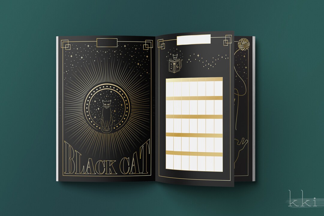 Black Cat Bullet Journal Printable Pages Multi-month Instant Digital ...