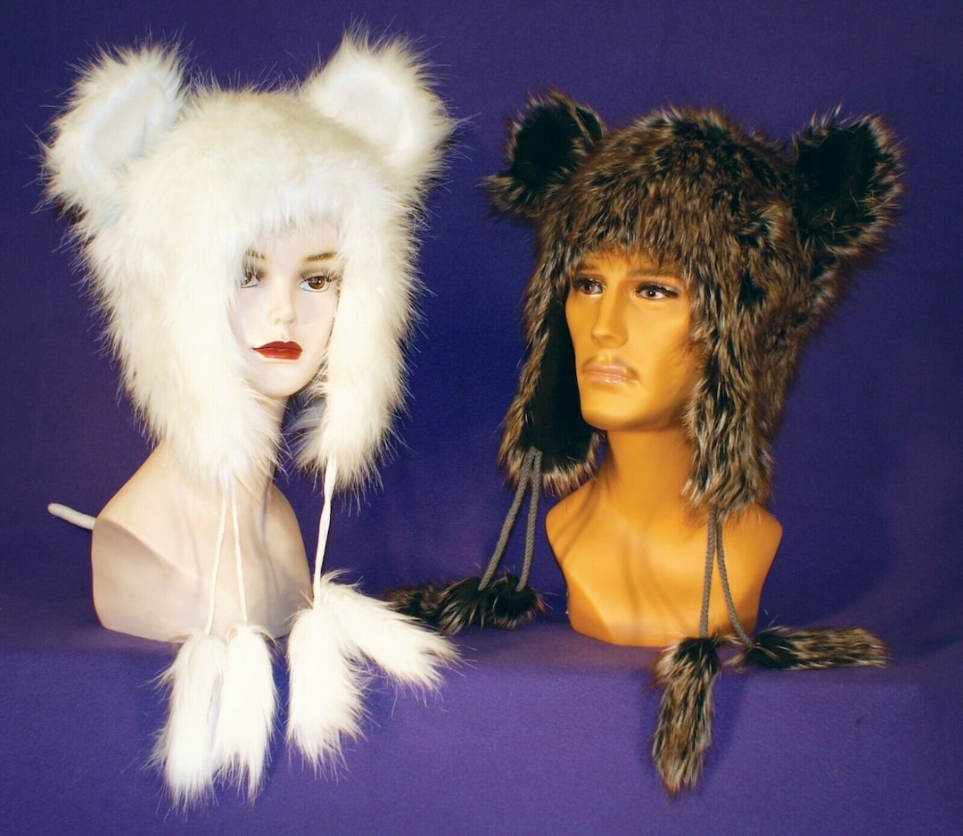 Animal Faux Fur Hat Halloween Costume Hoodie Furry Animal Hat - Etsy