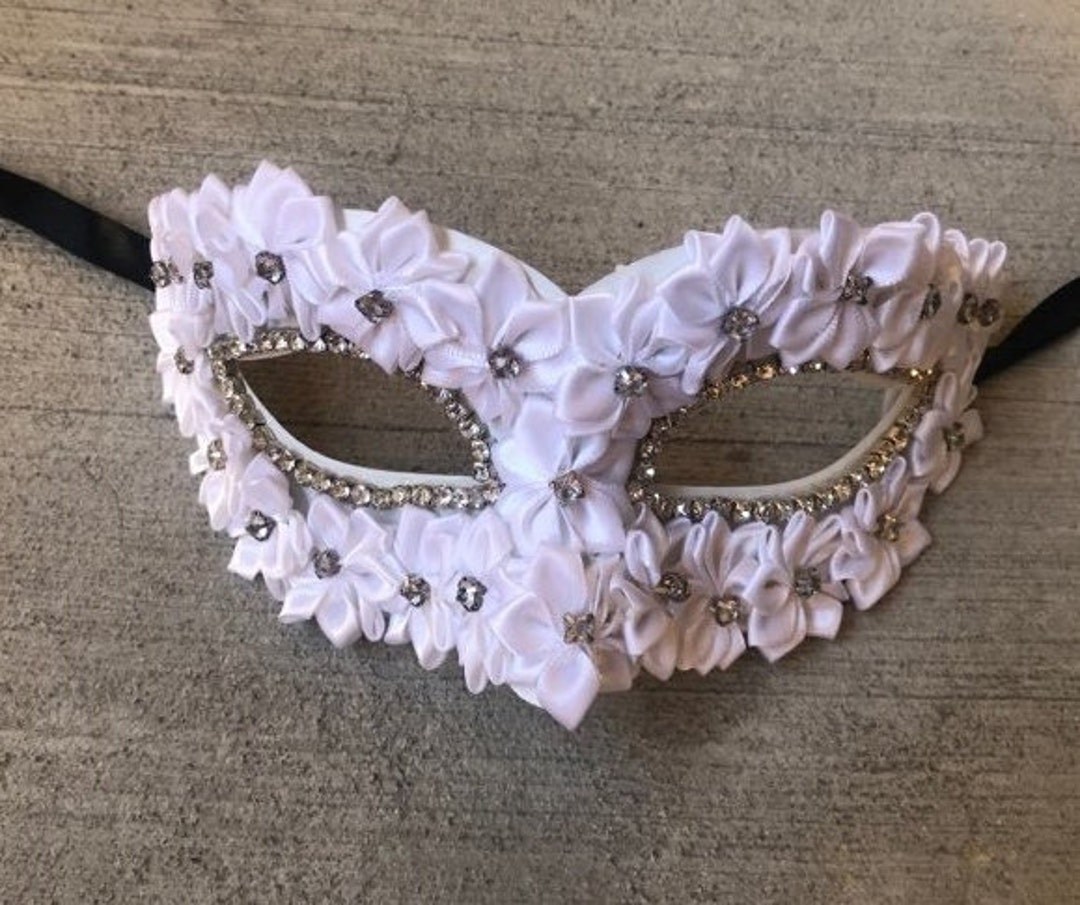 White Flower Masquerade Ball Eye Mask - Etsy
