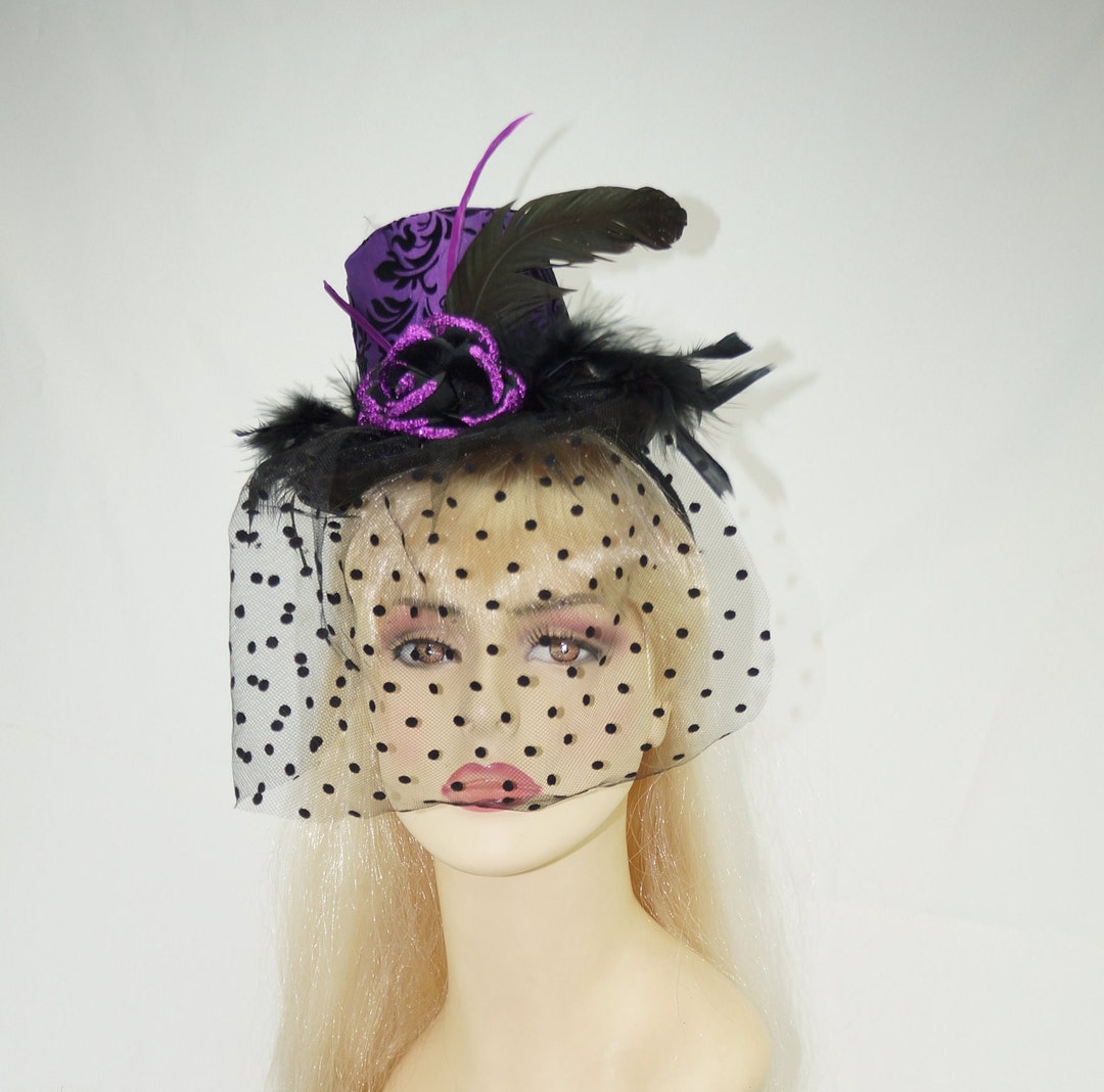 Mini Halloween Top Hat Headband With Veil - Etsy